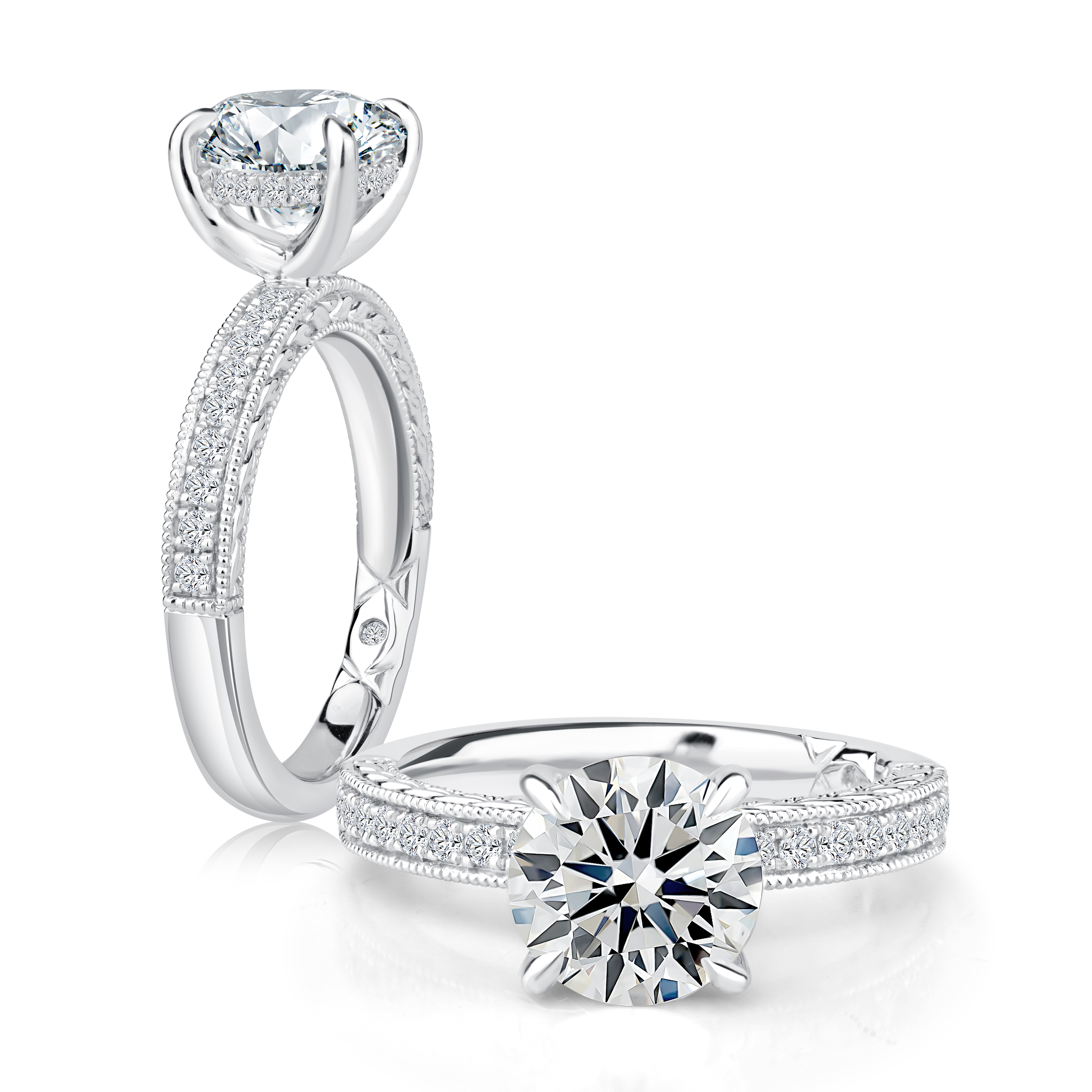 Pave Halo Diamond Engagement Rings | A.JAFFE